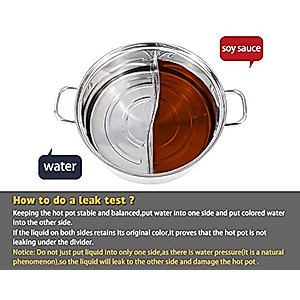 MyLifeUNIT Shabu Shabu Pot, 304 Stainless Steel Hot Pot with Divider, 11.8 Inches Soup Cookware for Induction Cooktop, Gas Stove