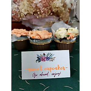 AweNayz Place Cards for Weddings - with Elegant Floral Design, Pack of 50 Thanksgiving Place Cards, Pre-Cut and Pre-Folded Wedding Name Place Cards, 2 x 3.5 inches, Pink, Purple, Green, Brown, Blue