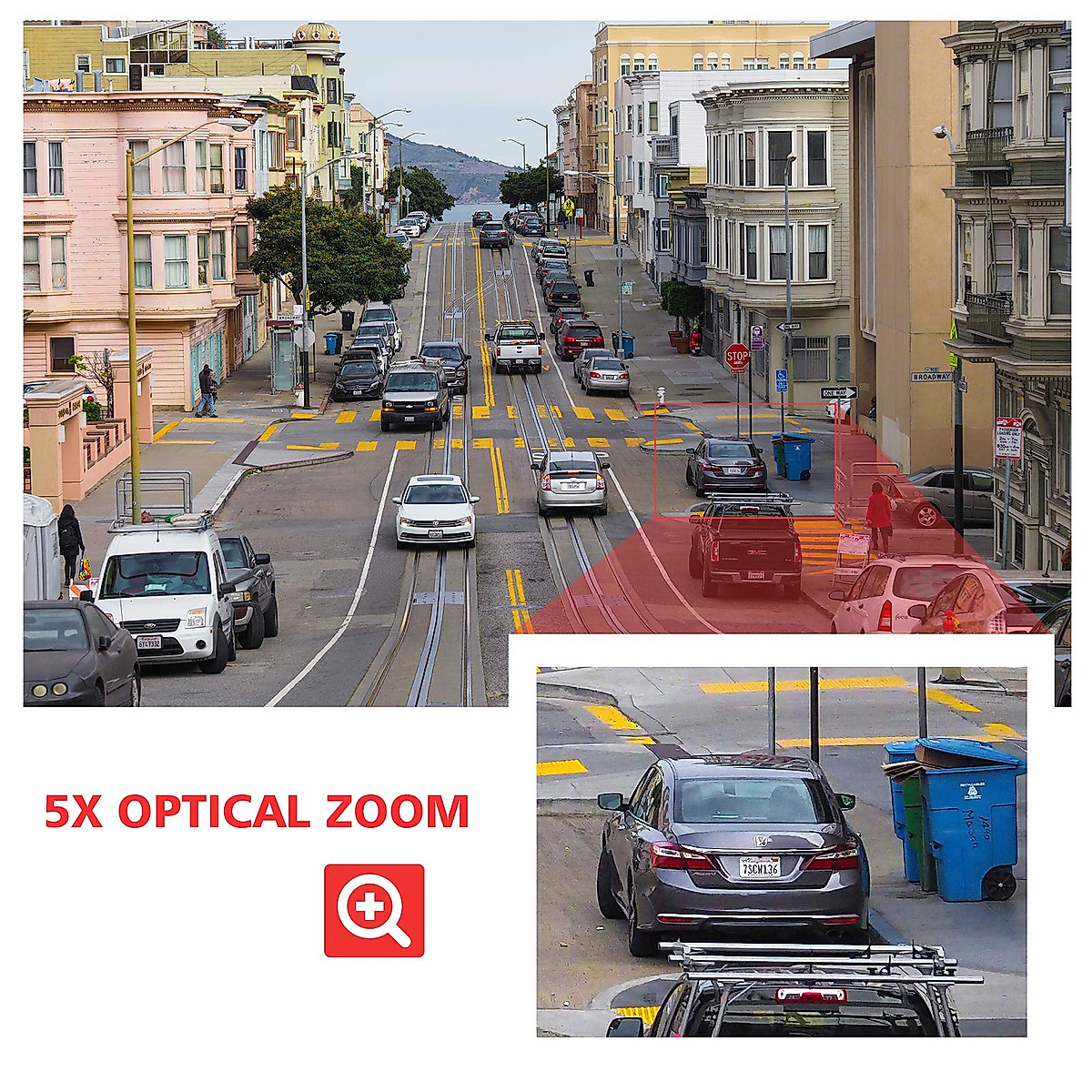 BOAVISION 5MP PTZ WiFi Camera, HD Outdoor Wireless IP Camera, Pan Tilt 5X Optical Zoom, Two Way Audio, 196ft Full Color Night Vision, Dome Security Camera CamHipro Protocol