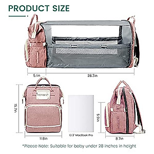 HOTBEST Diaper Bag Backpack, Diaper Bags, Multifunction Waterproof Travel Essentials Diaper Bag with USB port, Newborn Registry Shower Gifts, Unisex and Stylish(Pink)