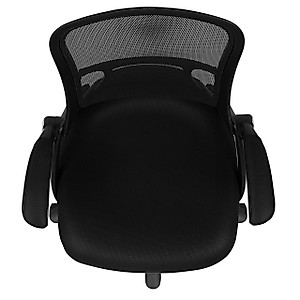 Flash Furniture High Back Black Mesh Ergonomic Swivel Office Chair with Black Frame and Flip-up Arms