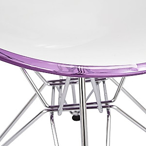 LeisureMod Carey Modern Eiffel Base Molded Side Chair Set of 2 (White Purple)
