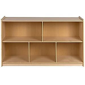 Flash Furniture Wooden 5 Section School Classroom Storage Cabinet for Commercial or Home Use - Safe, Kid Friendly Design - 30"H x 48"L (Natural)