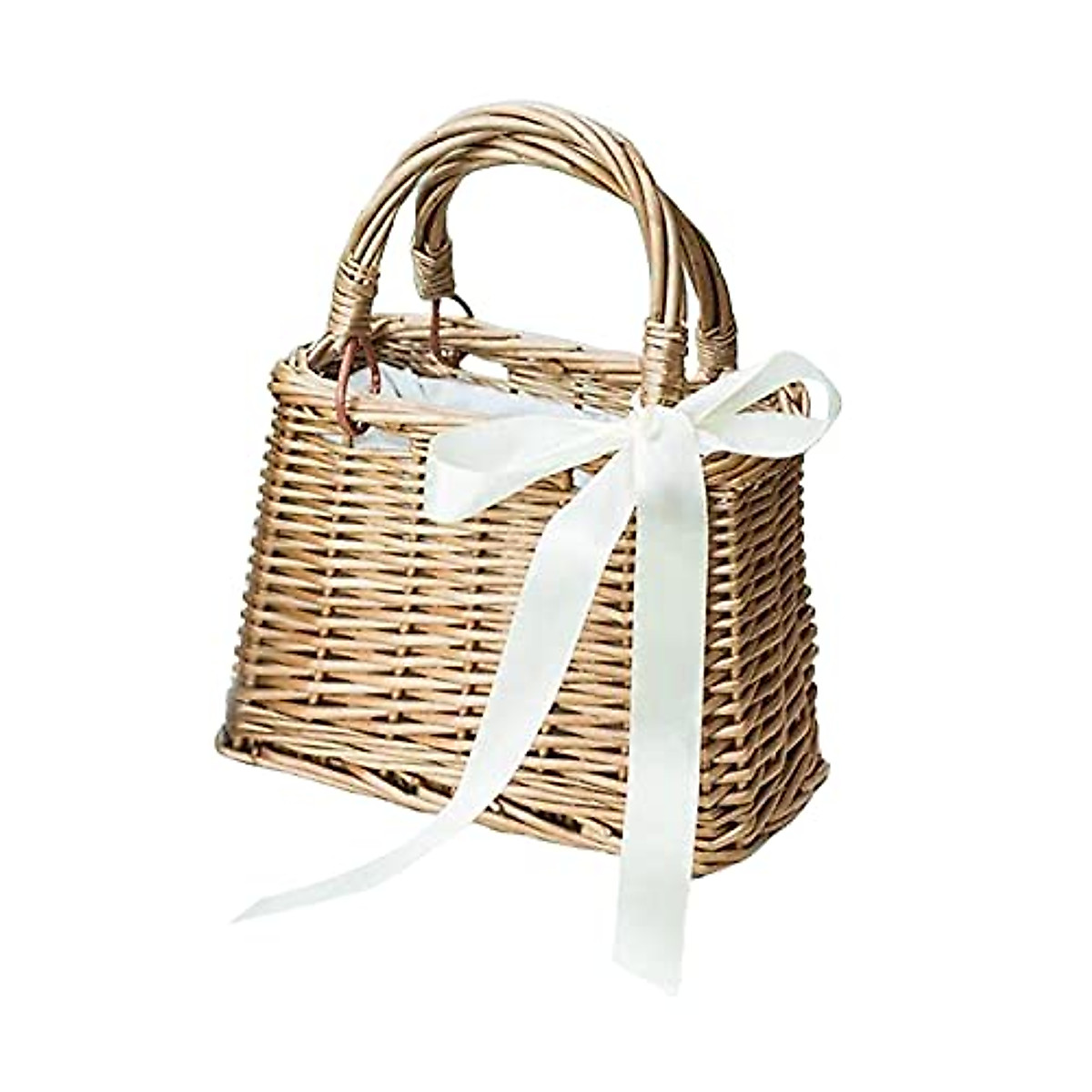 Duiaynke 1 Piece Rattan Basket Handmade Woven Tote Bag Used for Decor or Storage Grocery Basket Holiday Travel Storage Basket (Rectangle)