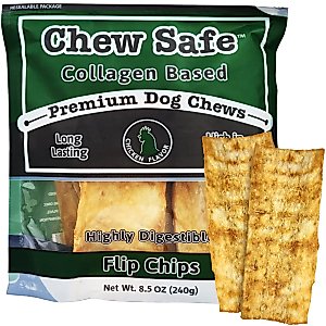 CHEWSAFE Dog Chew Flip Chips Chicken Flavor for Dogs, Pet Chew Treats Satisfy Dogs Natural Desire to Chew, Highly Digestible Snacks Promote Healthy Teeth and Gums, Alternative to Rawhide, 8ct,4” Chips