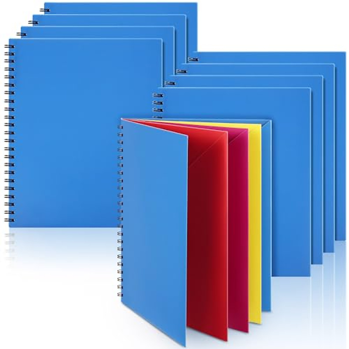 Henoyso 8 Pcs Multi Pocket Folders 8 Pocket Paper Folder Spiral Portfolio Spiral Binders Document Organizer Folio Letter Size Paper Folders for Office Business Document Papers Organizer