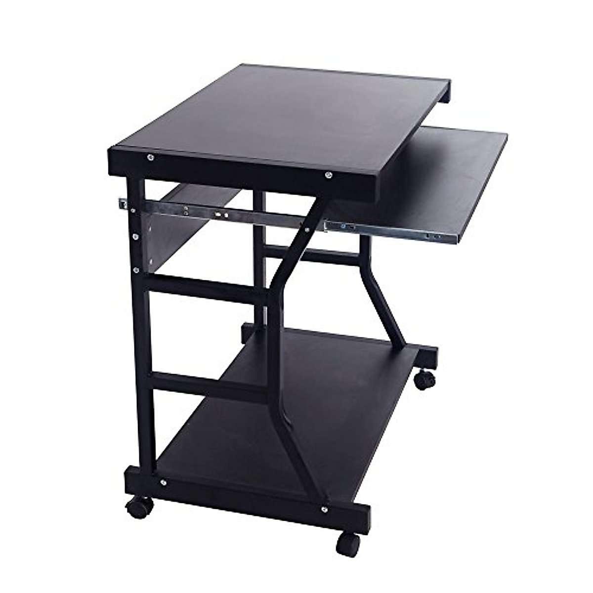 Knocbel Home Office Mobile Computer Desk Writing Table Workstation with Keyboard Drawer & Storage Shelf (Black)