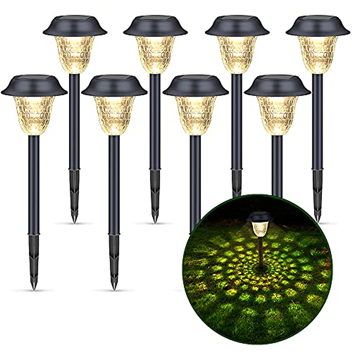 LIDORE Solar Outdoor Pathway Lights LED Landscape Garden Lights Waterproof Outdoor Decorative for Walkway Patio Yard (8pcs)