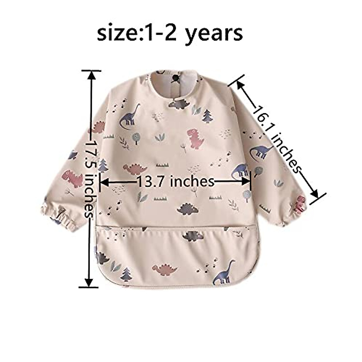 GZMM Waterproof Baby Bibs,Infant Toddler Long Sleeve Feeding Bib With Food Catcher,Easy Clean & Washable