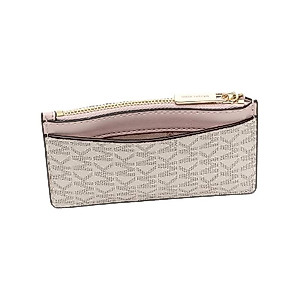 Michael Kors Jet Set Travel Top Zip Card Case Wallet Coin Pouch Powder Blush Multi Brown