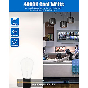 MASTERY MART 10 Pack Vintage LED Edison Bulbs, E26 Led Bulb 5.5W Equivalent to 60W, Dimmable, 4000K Cool White, High Brightness ST58 Antique LED Filament Bulbs, Clear Glass