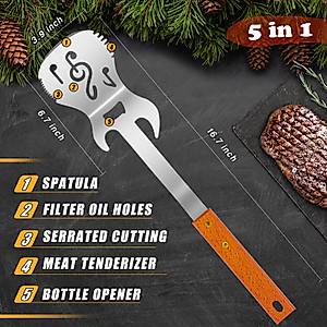 Guitar Gifts for Men-2 Pcs Barbecue Tool Set,Metal Grill Spatula and Tongs,BBQ Gift Set,Large Grill Accessories Heavy Duty BBQ Tools，Grips Grilling Tools Set