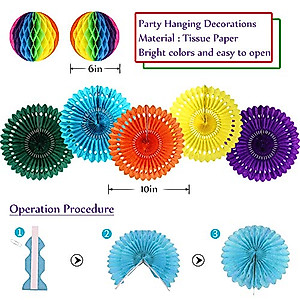 Fiesta Party Decorations, Taco Twosday Birthday Party Happy Birthday Banner Hanging Paper Fans Honeycomb Ball Balloons for Birthday Parties Rainbow Party