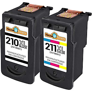 Houseoftoners Remanufactured Ink Cartridge Replacement for Canon PG-210XL CL-211XL 210 XL 211 XL for PIXMA iP2702 MP250 MP490 MP495 MX320 MX330 MX340 MX350 MX410 Printers (1 Black 1 Color, 2PK)