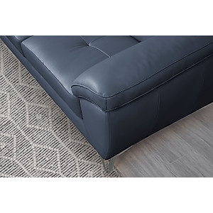 Abbyson Living Cadence Top Grain Leather Sofa, Blue