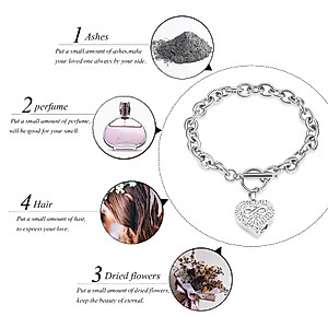 zeqingjw Infinity Heart Cremation Bracelet for Ashes - Stainless Steel Urn Bangles for Pet/Human Ashes - Memorial Keepsake Ash Jewelry