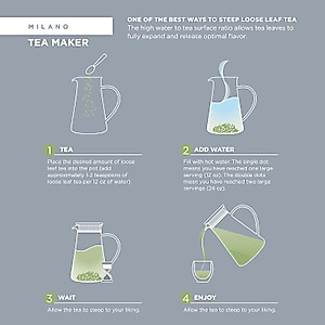 Teabloom Insulated Teapot – Tea Maker For Two (24 oz / 2 Mugs) – Double Wall Glass Tea Steeper with Stainless Steel Filter Lid for Loose Leaf Tea – Milano Collection