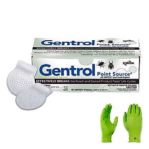 Gentrol Point Source IGR Discs ZOE1007 (20 Pack) German Cockroach Growth Regulator - with USA Supply Gloves & Pest Identification Card - Product is Non-perishable