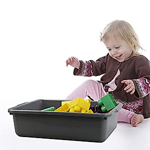 Kiddream Set of 4 Commercial Bus Box Tote, 13 Liter Large Plastic Bus Tub (Gray)