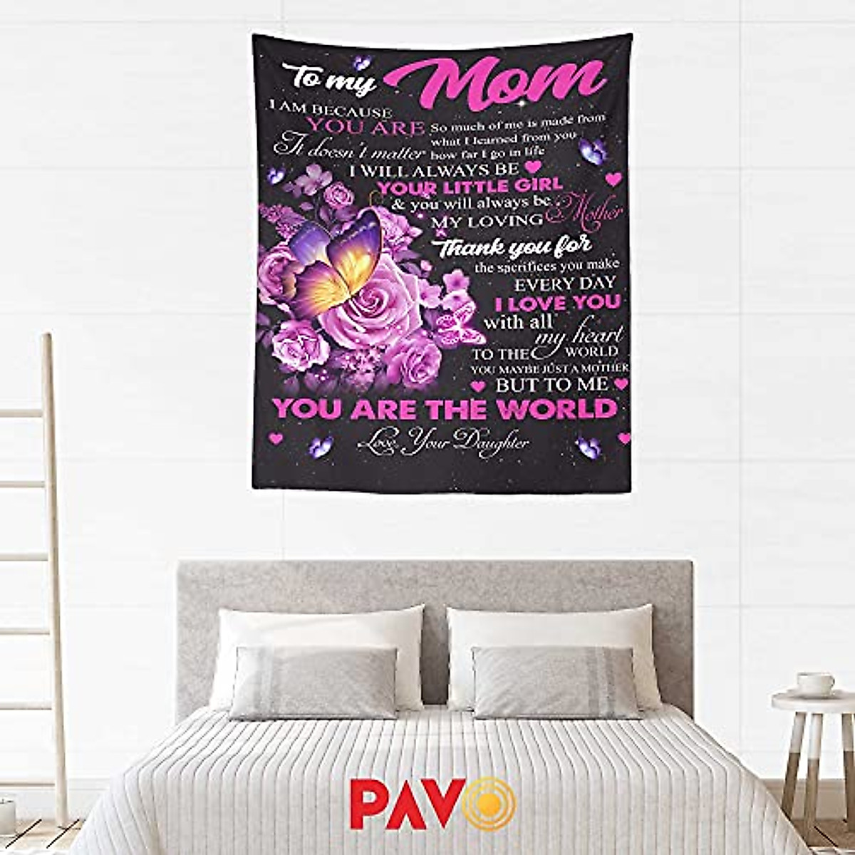 New 2023 Gifts for Mom Throw Blanket, Rose Butterfly Mom Gift from Daughter, Birthday Gifts for Mom, Gifts for Anniversary, Christmas, Valentine's Day, Soft Gift Blanket for Mom Blanket 50" x 60"