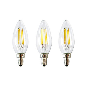 EcoSmart 40-Watt Equivalent B11 E12 Base Dimmable Clear Filament Vintage Style LED Light Bulb, Soft White (3-Pack)
