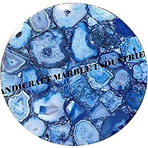 Blue Agate Stone Round Side Table Top, Blue Agate Stone Round Corner Table Top, Patio Table Top, Kitchen Table Top, Hallway Table Top, Living Room Table Top, Piece Of Conversation, Family HeirLoom