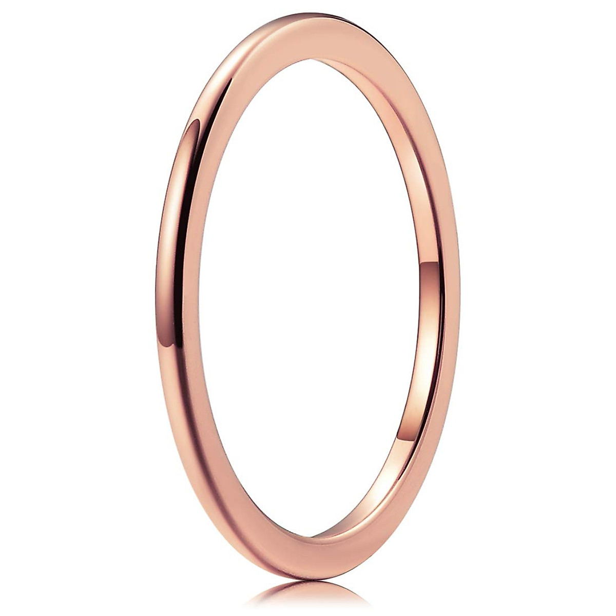 THREE KEYS JEWELRY Womens Rings Unique Rose Gold Tungsten Carbide for Man Domed 1mm Ring Wedding Band Gifts Bands Rings for Women Size 6