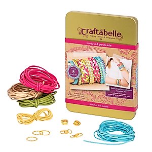Craftabelle – Suede, Braid, & Leatherette Creation Kit – Bracelet Making Kit – 25pc Jewelry Set with Colored Straps – DIY Jewelry Kits for Kids Aged 8 Years +