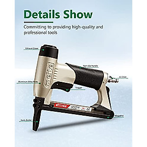 meite MT7116LN Pneumatic Upholstery Stapler 22 Gauge 71 Series 3/8" Crown 1/4" to 5/8" Length Long Nose Stapler Industrial Fine Wire Stapler