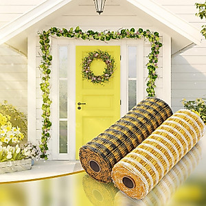 Poly Burlap Check Deco Mesh, 10" x 10 Yards (Black, Yellow)