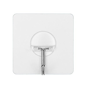 Anwenk 12Pack Wall Hooks Adhesive Wall Hanging Hooks Stick On Hooks Ceiling Hanger Damage Free Hanging Reusable Waterproof for Home Bathroom Kitchen Refrigerator Door Keys Bags,Clear- Promotion