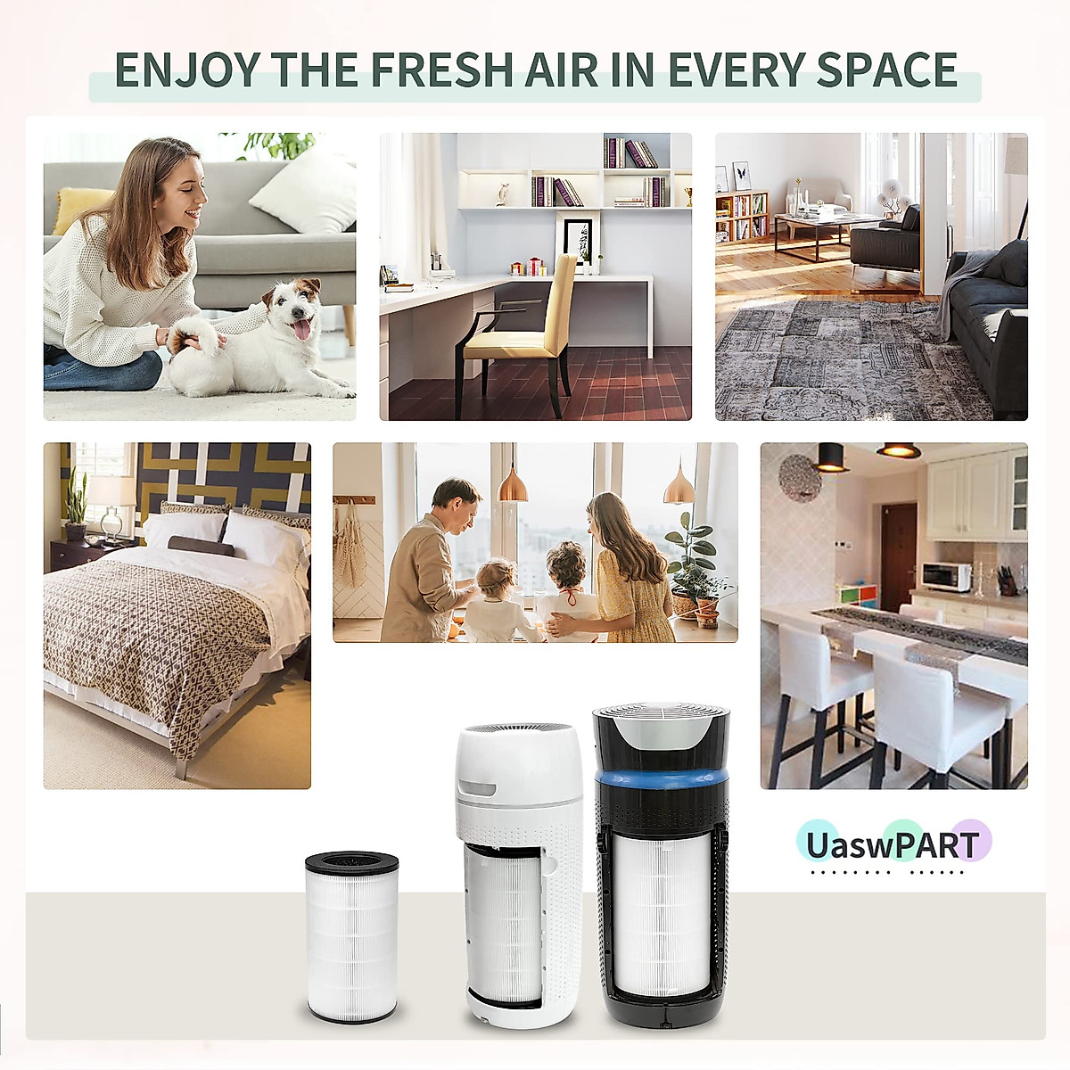 [UPGRADED] AP-PET35-WT AP-T30FL Replacement Filter Compatible with HoMedics Air Pu-rifier Filter, Replacement AP-T30 AP-T30WT AP-PET35 AP-PET35-WT, Part# AP-T30FL AP-PET35FL w/True HEPA, 2-Pack