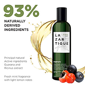 Lazartigue Fortify Densifying Shampoo, Enriched with Guarana and Ricinus, Strengthens Fragile Hair, Stronger Appearance, Perfect for Everyday Usage, Vegan, Lemon, 8.4 Oz