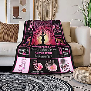 CIQYECN Breast Cancer Awareness Blanket, Pink Ribbon Awareness Faith Hope Love Gifts, Breast Cancer Survivor Gifts for Women Girls,Healing Get Well Throw Blankets,Fight Cancer Gift for Her 60"x 50"