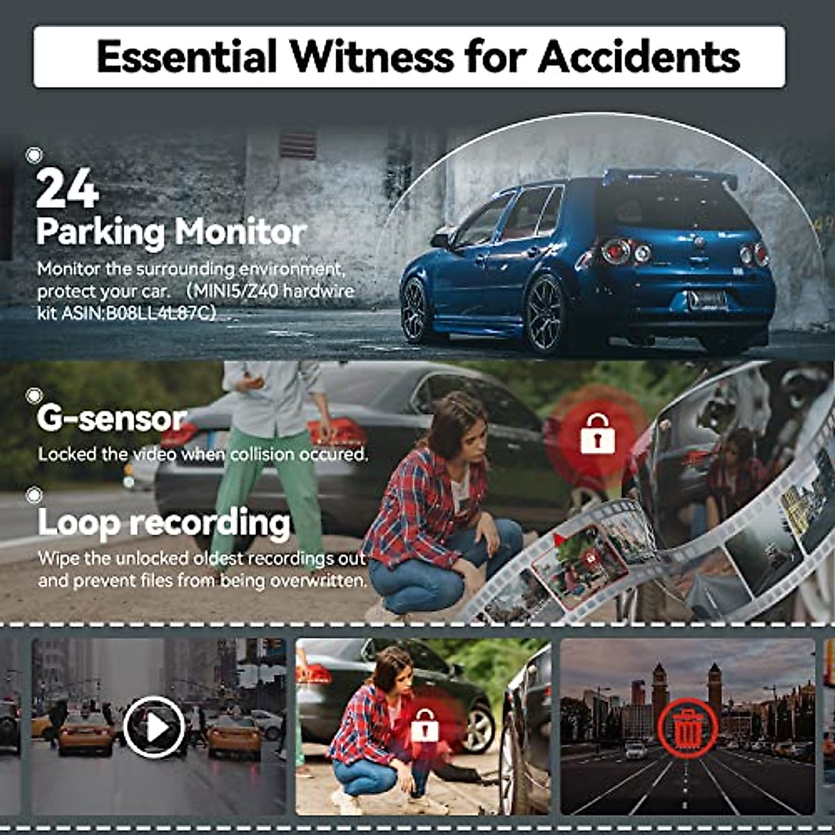 DDPAI Dash Cam Front and Rear, 1944P Front x1080P Rear, Dual Car Camera with Sensor, Buil-in GPS, Wi-Fi & App, Car Dashboard Camera Recorder 2.4",Parking Mode,G-Sensor,Super Capacitor, Z40 Dual GPS