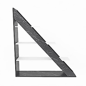Decorotika Pisagor Modern Bookcase Triangular Shelf Geometric Design Bookshelf Display Shelf for Home or Office (Black Marble)