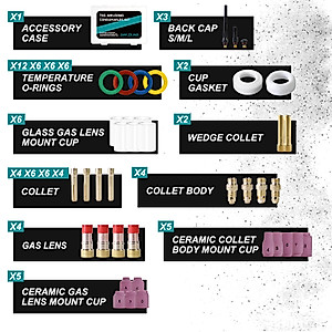 AWLOLWA 81PCS TIG Welding Torch Accessories Kit Collets Body Glass Cup Alumina Nozzle Stubby Gas Lens #10 Pyrex Cup Kit for TIG WP-17/18/26