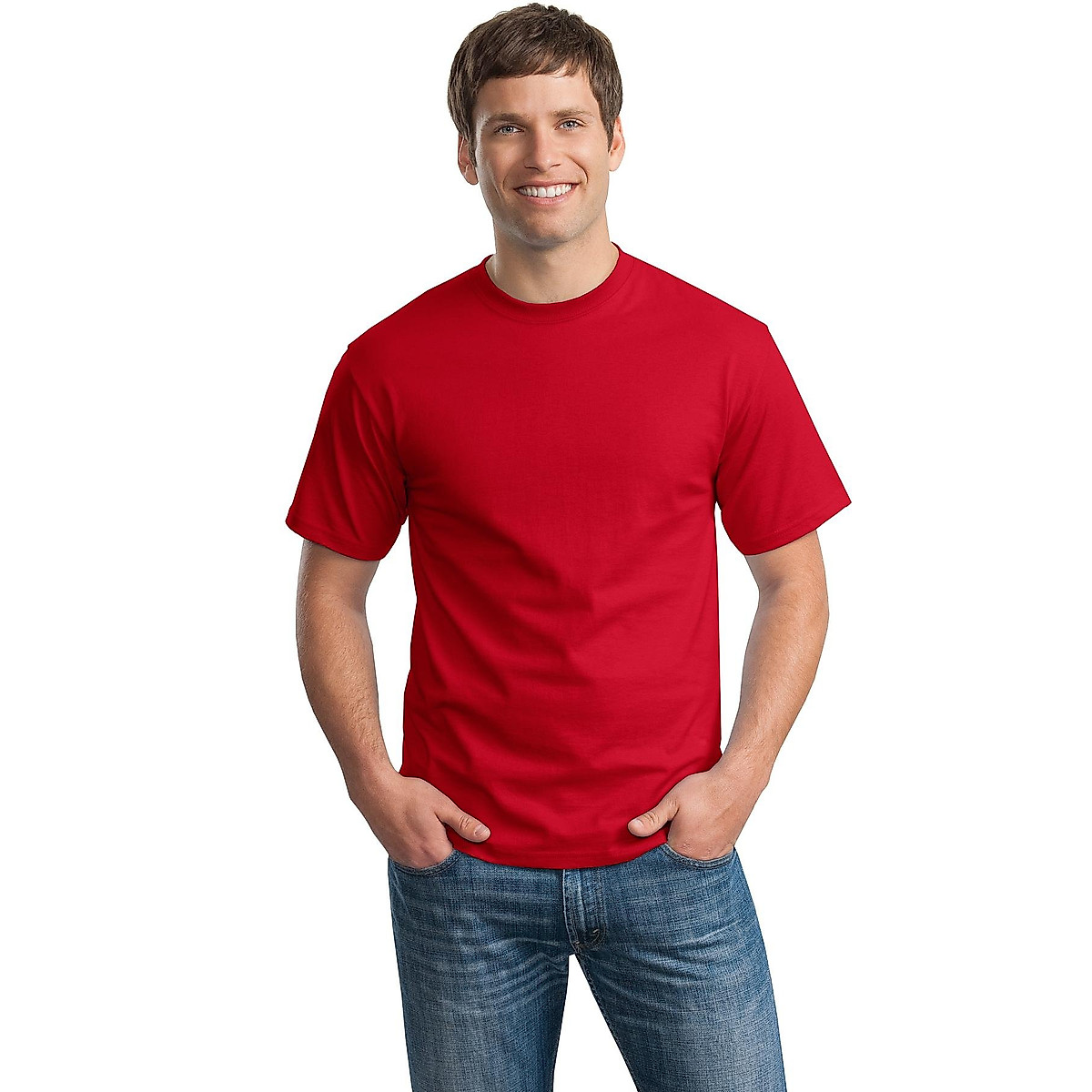 Hanes Tagless Men`s T-Shirt Deep Red