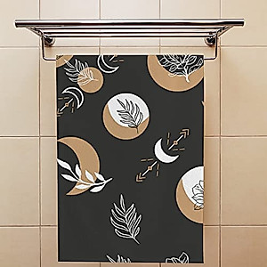 Hand Bath Towels 2 Pack Moon Leaves Magnolia Arrows Absorbent Face Fingertip Towels for Bathroom Kitchen Gym Spa Soft Hair Drying Cloth Quick Dry, 30 x 15 Inch
