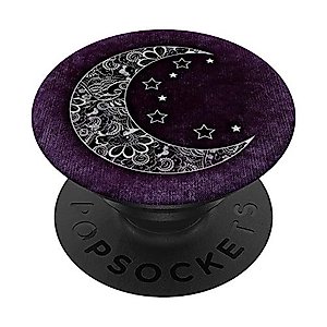 Crescent Moon & Stars Phone Grip Purple Moon & Stars Design PopSockets Swappable PopGrip