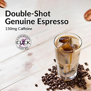 Click Coffee Protein, Protein & Real Coffee All-in-One, Meal Replacement Nutrition Drink, Mocha Flavor, 23 Essential Vitamins, Double Shot Espresso Coffee, Hot or Cold, 15.8-Ounce