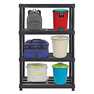 Juggernaut Storage Plastic Shelving, 36" Width x 56" Height x 18" Depth, Black (RS3618-4AMZ)