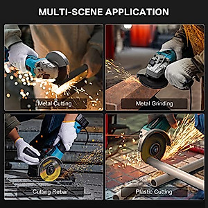 Cordless Angle Grinder, 21V Power Angle Grinder Tools with 2PCS 4.0Ah Batteries & Fast Charger,9000RPM Brushless Motor Metal Grinder, 4-1/2'' Cutting Wheels, Flap Disc for Cutting, Polishing