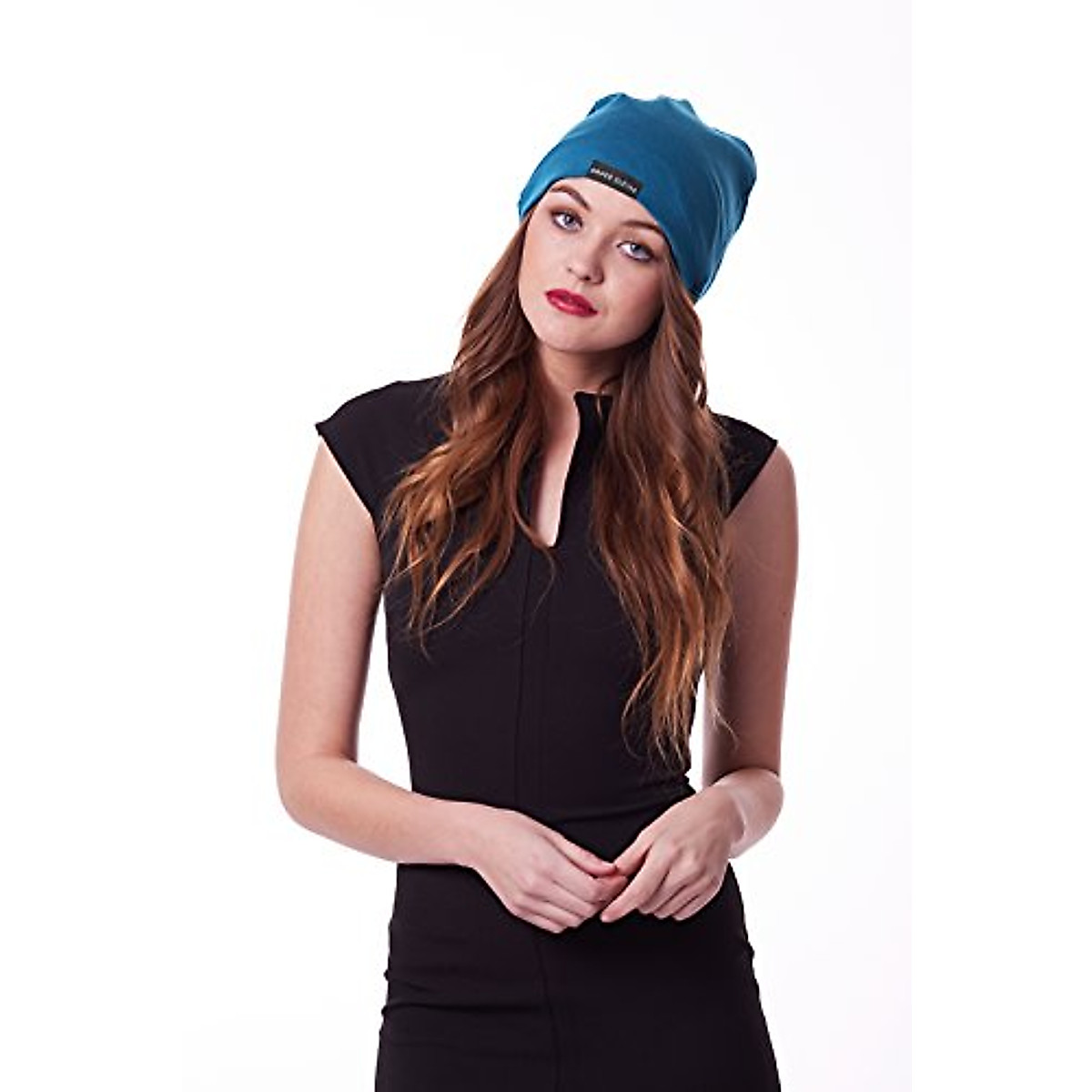 Grace Eleyae GE Women's Satin Lined Sleep Cap Slap Silky Beanie Soft Smooth & Stylish Hair Care Hat (Fall Teal)