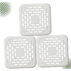 Hemobllo 3pcs Bathtub Stickers Kitchen Sink Drain Strainer Sink Stoppers Square Stickers Bath Tub Plug Stopper Shower Drain Cover Simple Sink Filter White Sink Plug Anti-clogging