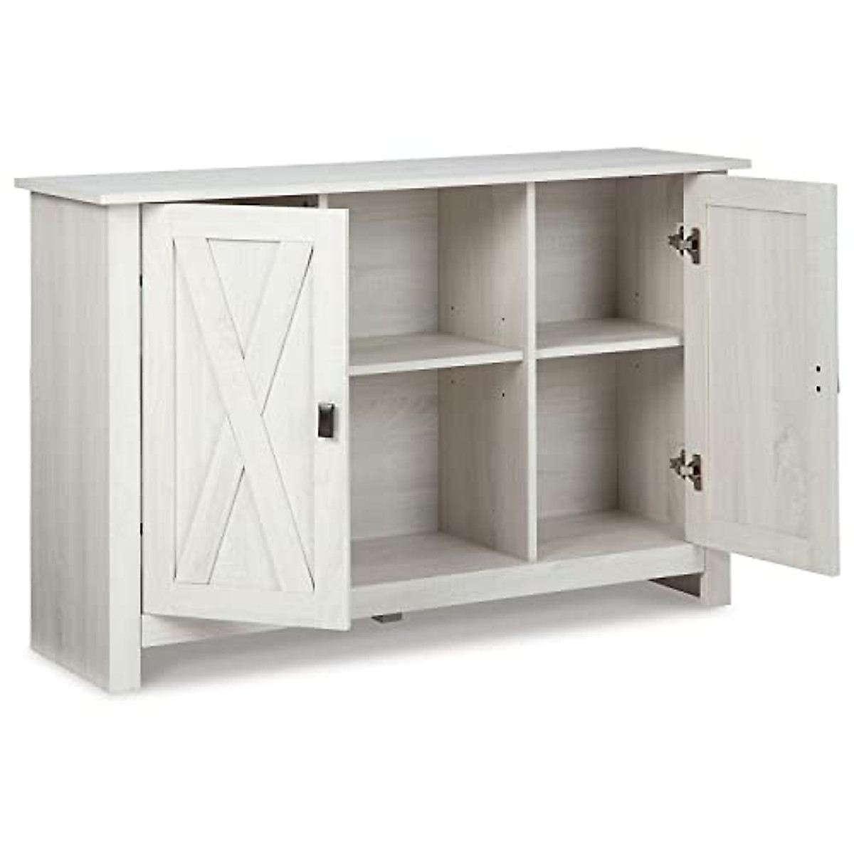 Signature Design by Ashley Turnley Farmhouse Accent Cabinet or TV Stand, Fits TVs up to 52", Whitewash