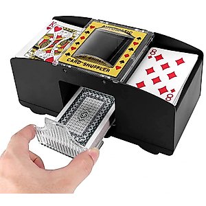 Litesam Seasonal Designs Automatic Card Shuffler,2 Decks Poker Shuffler Portable Card Shuffler,Battery-Operated Playing Card Shuffler for Casino,Club Gaming and Home Party, Black