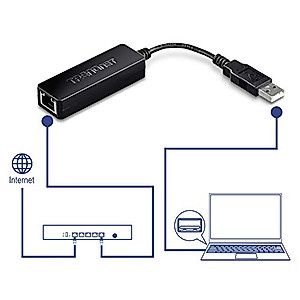 TRENDnet USB 3.0 to Gigabit Ethernet Adapter, Full Duplex 2Gbps Ethernet Speeds, Up to 1Gbps, USB to Gigabit Ethernet Adapter, USB-A, Windows & Mac Compatible, USB Powered, Black, TU3-ETG