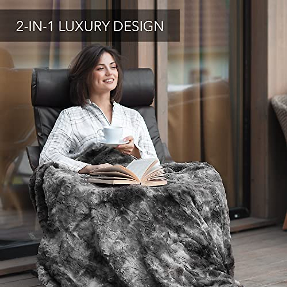 Luxury Plush Blanket - Cozy, Soft, Fuzzy Faux Fur Throw Blanket for Couch - Ideal Comfy Minky Blanket for Adults for Cold Nights by Everlasting Comfort