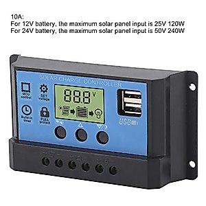 12V 24V Solar Charge Controller,KIMISS LCD Display Solar Charge Discharge Controller PWM Solar Controller Dual USB Output Regulator for Home Industrial Car (30A)
